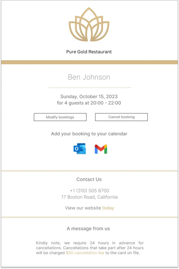 Tips for Restaurant Reservation Confirmation Emails